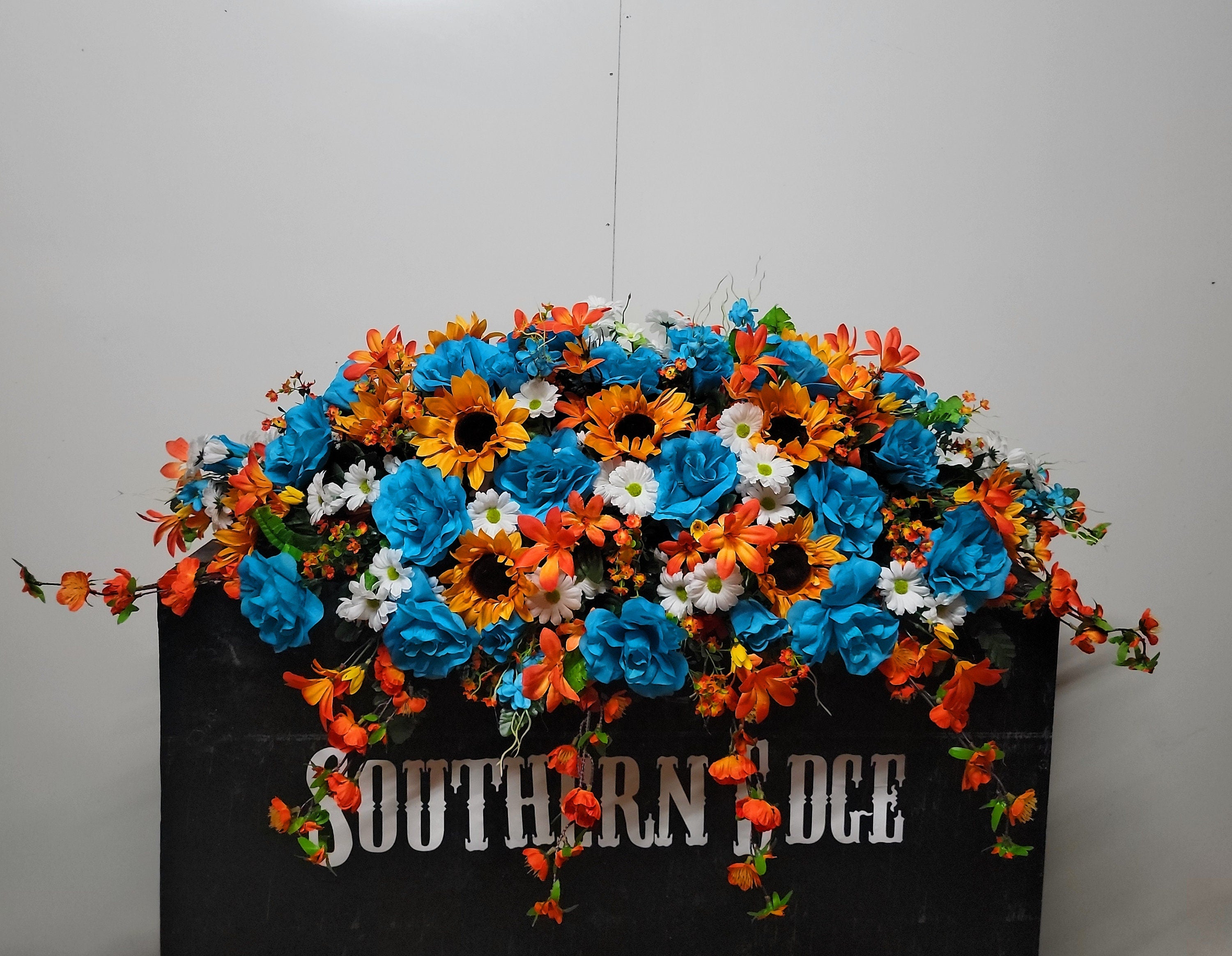 Sunrise Golden Teal Orange Headstone Saddle Extra Large Summer Headsto ...