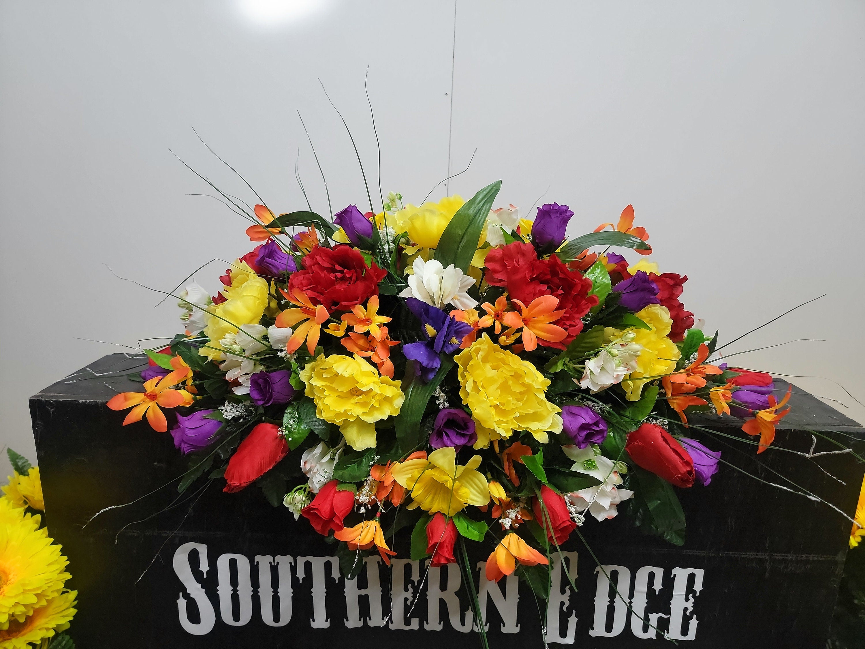Spring Mix Headstone Saddle 28" Cemetery Saddle Orange red yellow ...